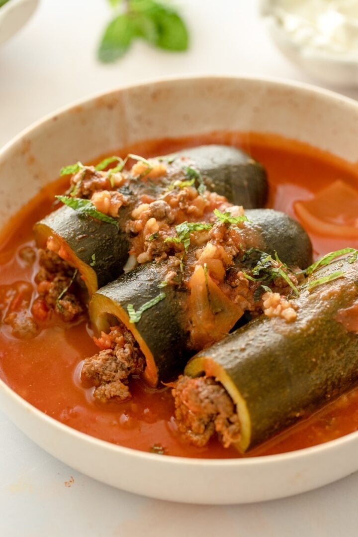 Lebanese Kousa Mahshi (Stuffed Zucchini Squash!) - White Kitchen Red Wine