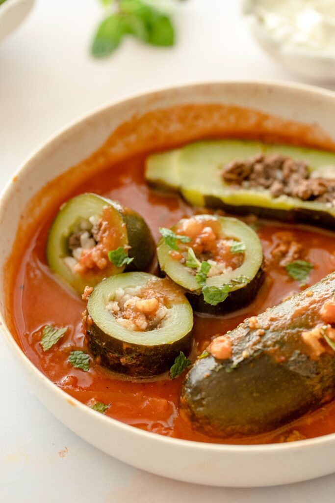 Lebanese Kousa Mahshi (Stuffed Zucchini Squash!) - White Kitchen Red Wine