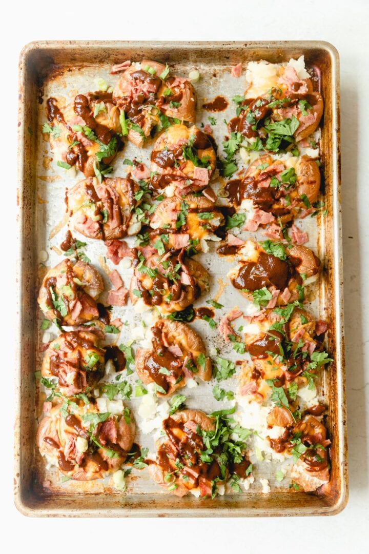 The BEST BBQ Smashed Red Potatoes - White Kitchen Red Wine