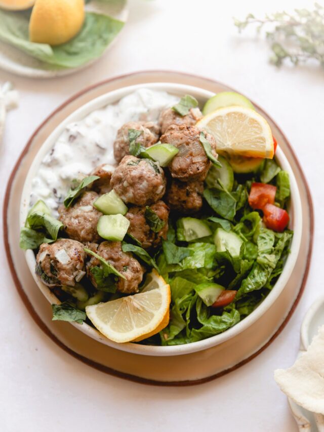 Lemon and Basil Greek Meatballs Story - White Kitchen Red Wine