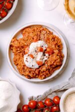 Spicy Roasted Tomato and Burrata Risotto - Elevated Side Dish!